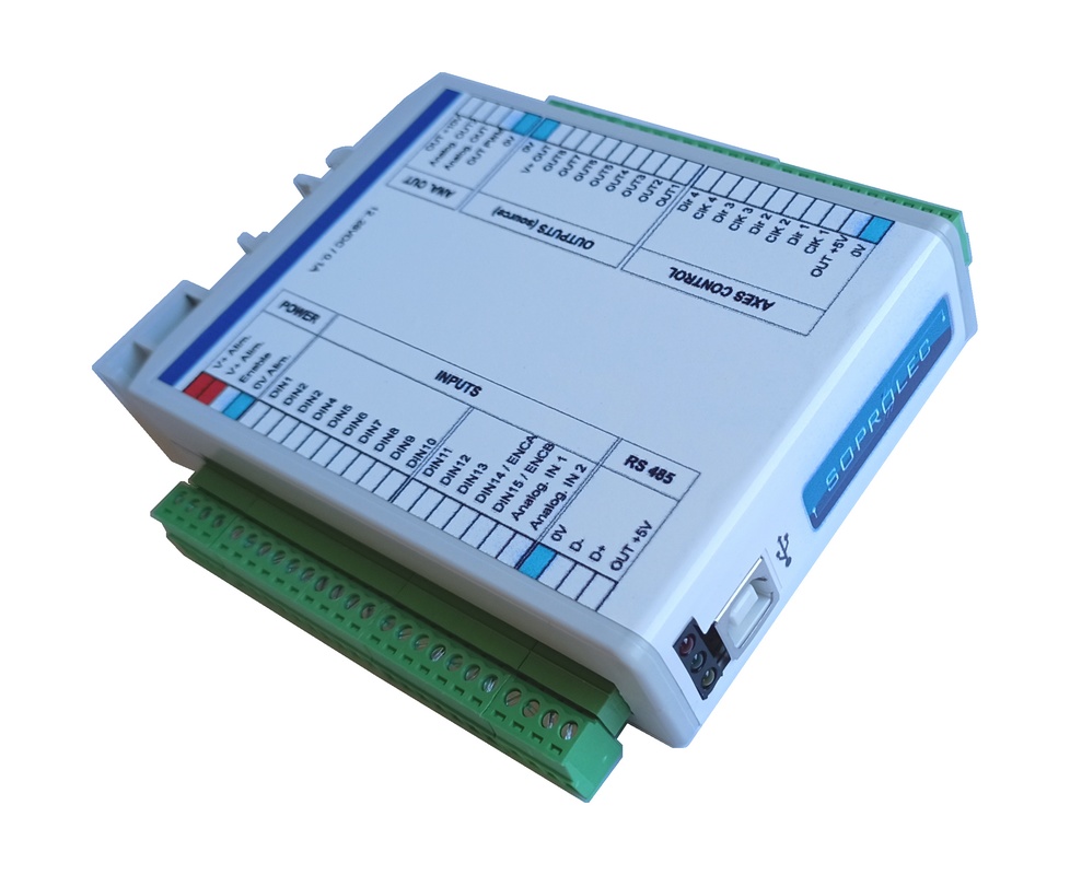 SOPROLEC 4 axes Module InterpCNC V2.4 USB/RS485 - DIN rail mount | Soprolec
